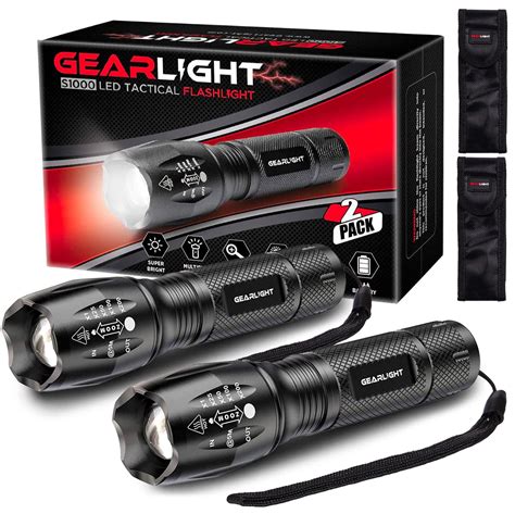 Gearlight Stainless Steel Tactical Led Flashlight S1000 2 Pack High