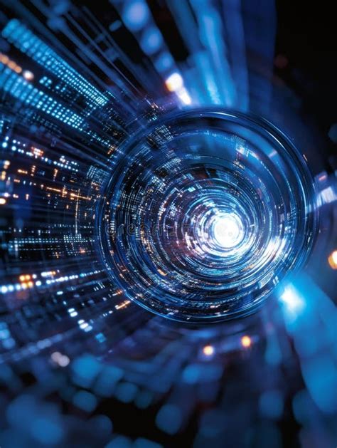 Digital Data Stream Tunnel Futuristic Technology Speed Connection