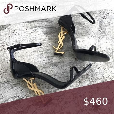 Refurbished Ysl Opyum Sandals In Patent Leather With Gold Tone Heel