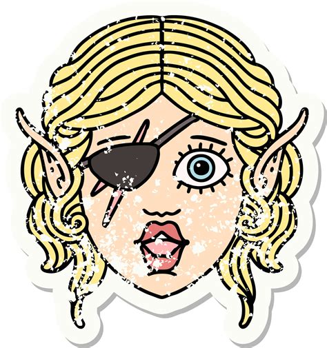 Elf Rogue Character Face Grunge Sticker 12120404 Vector Art At Vecteezy