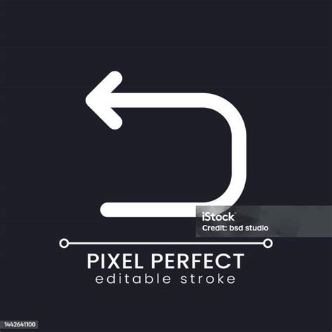 Backward Arrow Pixel Perfect White Linear Ui Icon For Dark Theme Stock