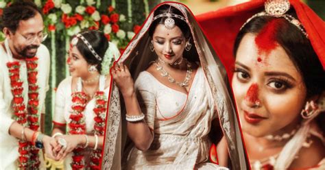 প্রথা ভেঙে সাদা শাড়িতে নজরকাড়া রাঙা বউ শ্রুতির বিয়ের শাড়িটার দাম