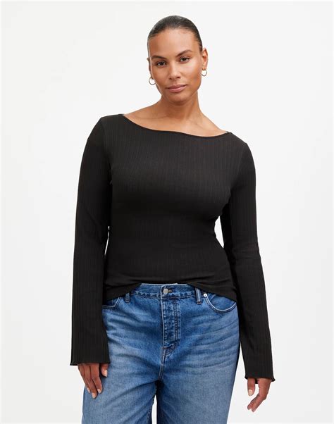 Ribbed Long Sleeve Boatneck Top Madewell