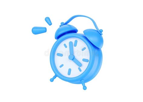 Clock 3d Render Icon Simple Alarm Timer Concept Blue Retro Style