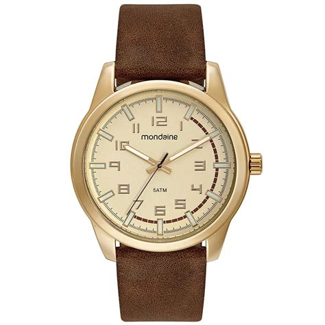 Rel Gio Mondaine Masculino Dourado Couro Marrom Gpmvdh Imperial Rel Gios
