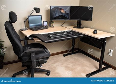 Ergonomic Desk With Adjustable Monitor And Keyboard Separate Mouse Pad