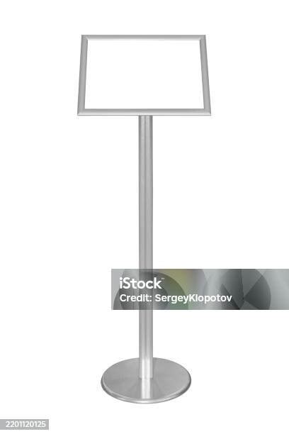 스탠드에 바닥 표지판 광고 및 정보 메시지를 위한 금속 클릭 프레임 흰색 배경에 고립되어 있습니다 간판에 대한 스톡 사진 및 기타 이미지 Istock