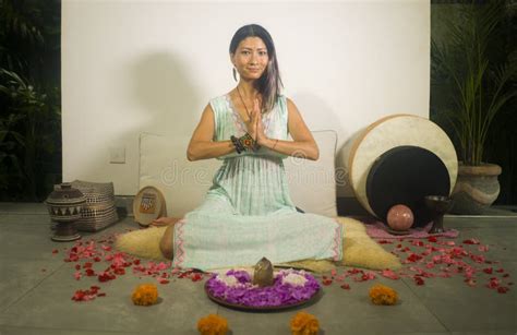Mind And Body Connection Beautiful And Happy Healer Asian Woman
