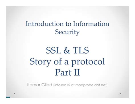 Pdf Ssl And Tls Story Of A Protocol Part Ii Tau · Ssl And Tls Story Of