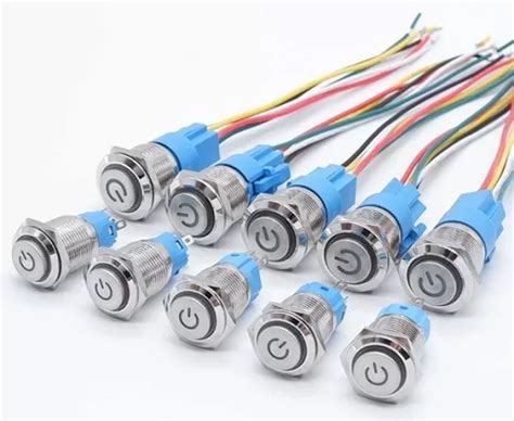 Pulsador Metal Cromado Con Luz Led Momentáneo O Fijo 16mm Mercadolibre