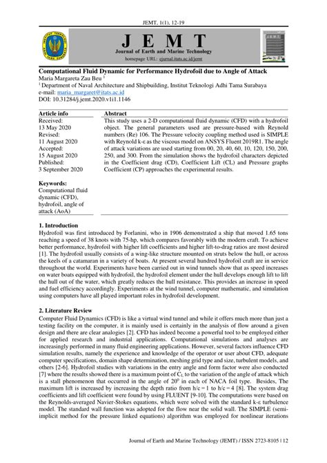 pdf computational fluid dynamic for performance hydrofoil due to