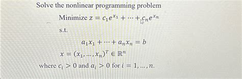 Solve The Nonlinear Programming Problemminimize Chegg
