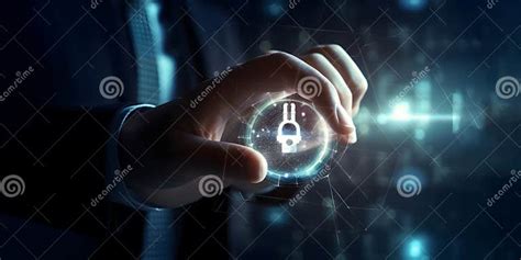 Cybersecurity Privacy Data Protection Concept Businessman Holding Key