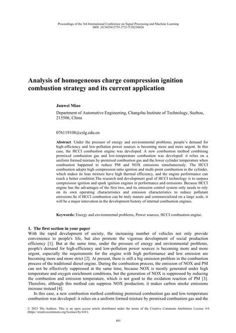 Pdf Analysis Of Homogeneous Charge Compression Ignition Combustion