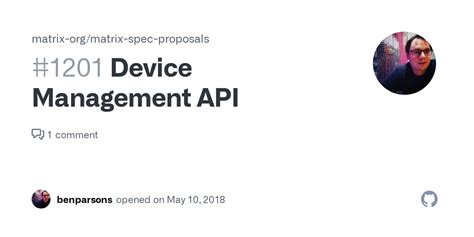 Device Management Api Issue Matrix Org Matrix Spec Proposals