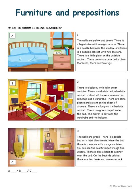 Furniture And Prepositions Matchin English ESL Worksheets Pdf Doc
