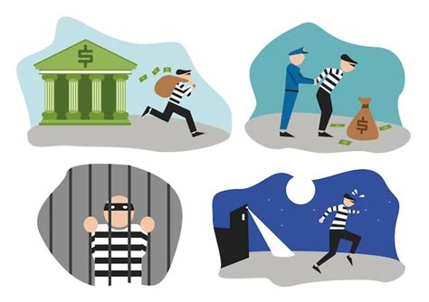 도둑의 이야기 삽화 프리미엄 벡터