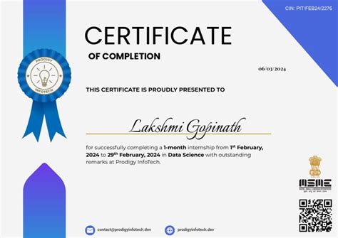 Lakshmi Gopinath On Linkedin Prodigyinfotech Internshipcompletion