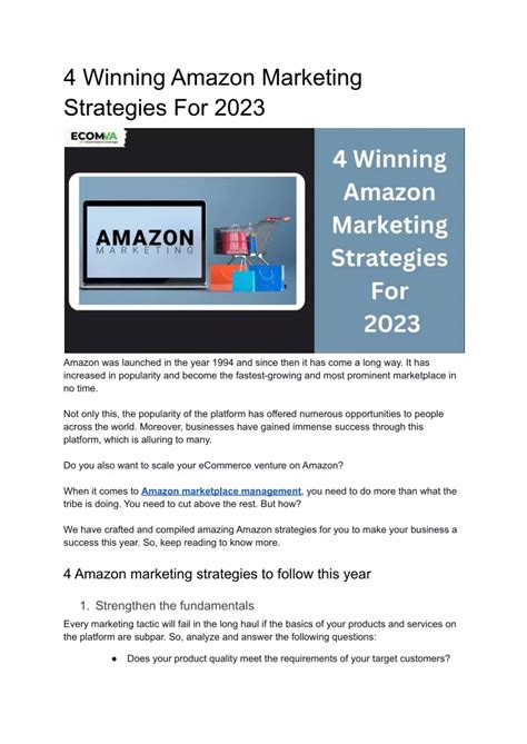 PPT Winning Amazon Marketing Strategies For PowerPoint Presentation ID