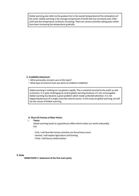 SOLUTION Informative Speech Outline Template Studypool