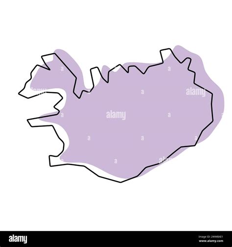 Iceland Country Simplified Map Violet Silhouette With Thin Black