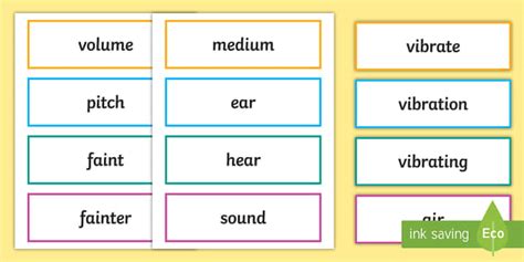 Sound Scientific Vocabulary Cards Nauczyciel Wykonał
