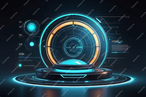 Premium Photo Futuristic Circle 3d Lab With Hud Elements Interface Ui Gui Web Presentation 3d
