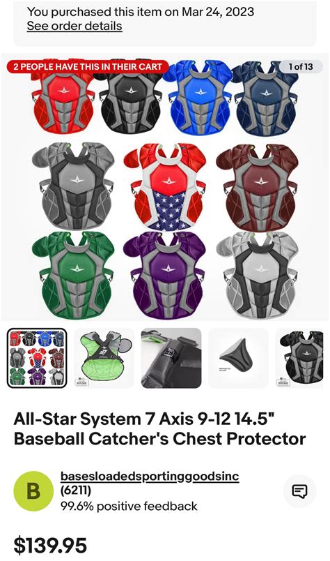 All Star System 7 Axis 9 12 145 Baseball Catchers Chest Protector