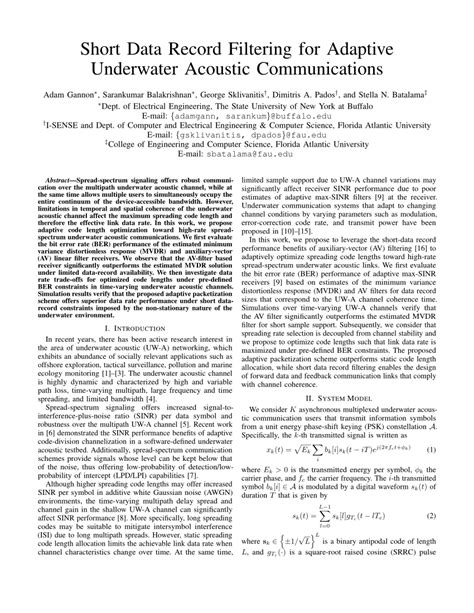 Pdf Short Data Record Filtering For Adaptive Underwater Acoustic