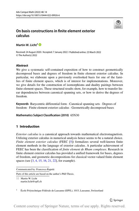 Pdf On Basis Constructions In Finite Element Exterior Calculus