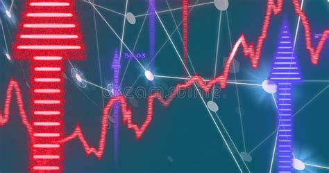 Animation Of Red Graph With Upward Blue And Red Arrows Over
