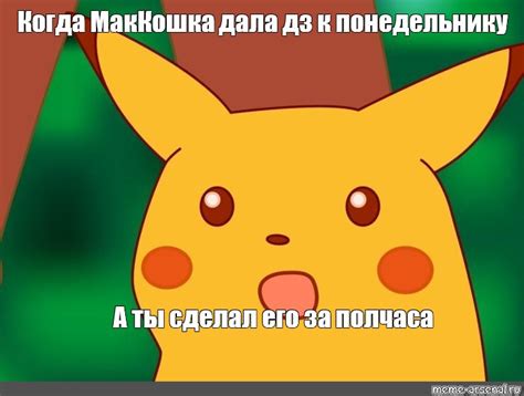 Meme Когда МакКошка дала дз к понедельнику А ты сделал его за полчаса