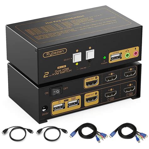 Kvm Switch Hdmi 2 Rrf12 Computers 2 Monitors 2 Port 4k 30hz Usb Kvm Switches Share 3 Usb