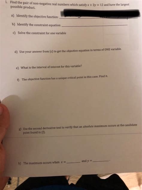 Solved Find The Pair Of Non Negative Real Numbers Which Chegg