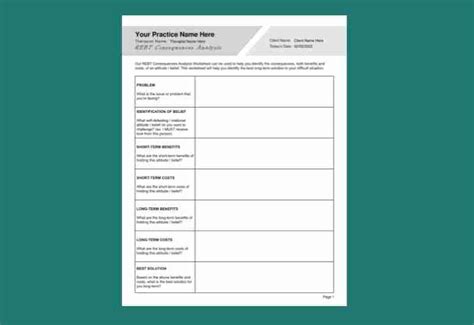 Rebt Consequences Analysis Worksheet Therapybypro