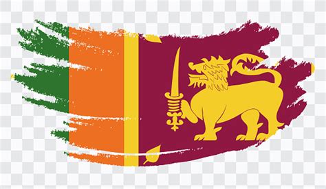 Sri Lanka 국기와 함께 그런지 브러시 스트로크 수채화 그림 깃발 포스터 국기의 배너 스타일 수채화 그리기 투명한 배경에 격리된 벡터입니다 Sri Lankan Flag