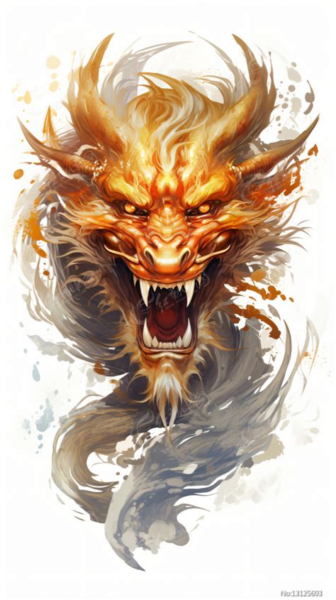 传统浮云惊龙图腾插画AI图片下载 红动中国