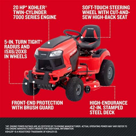 CRAFTSMAN T2200K Turn Tight 42-in 20-HP V-twin Gas Riding Lawn Mower ...