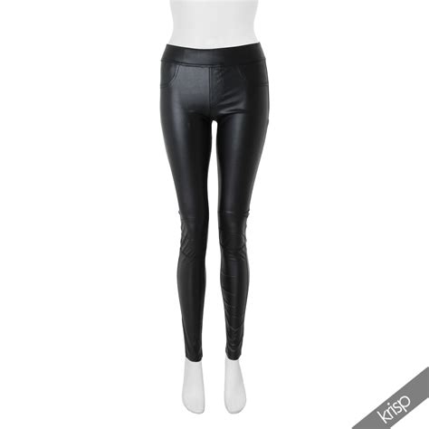 Damen Lederhose Wet Look Skinny Slim Fit Kunstleder Hose Jeggings EBay