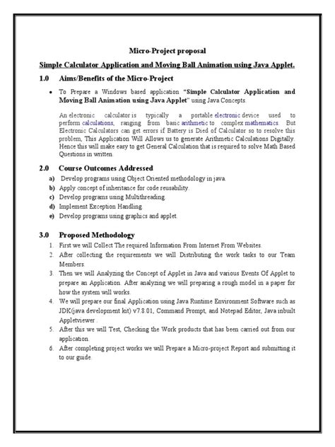 Micro Project Proposal Simple Calculator Application And Moving Ball