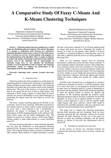 Pdf A Comparative Study Of Fuzzy C Means And K Means Clustering