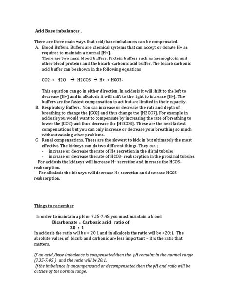 Acid Base Imbalances Pdf Bicarbonate Physiology