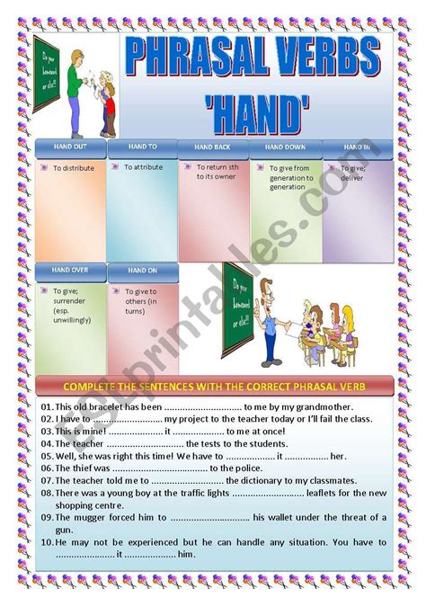 Phrasal Verbs Hand Esl Worksheet By Knds