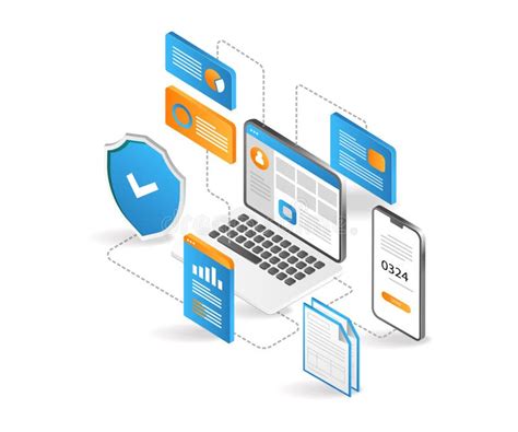 Flat Isometric 3d Illustration Maximize Web Application Security Stock