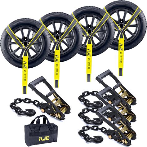 Kje 4 Pack Reflective Car Tie Down Straps For Trailers