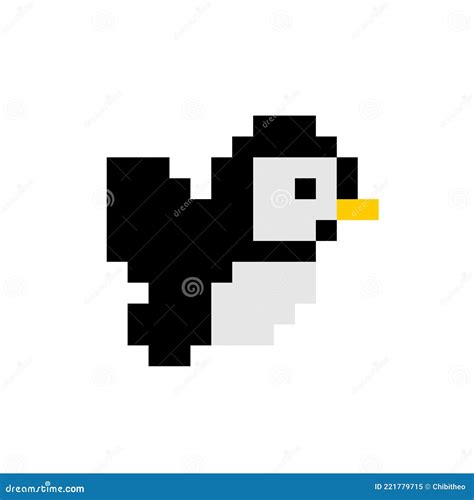 Flying Bird Pixel Pattern Pixel Art Vector Illustration Stock Vector