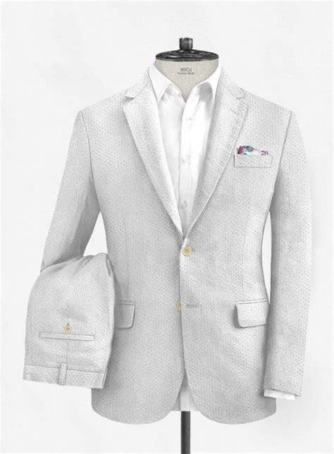 Solbiati White Seersucker Suit Made To Measure Custom Jeans For Men