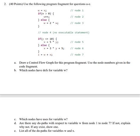 Solved 2 40 Points Use The Following Program Fragment For