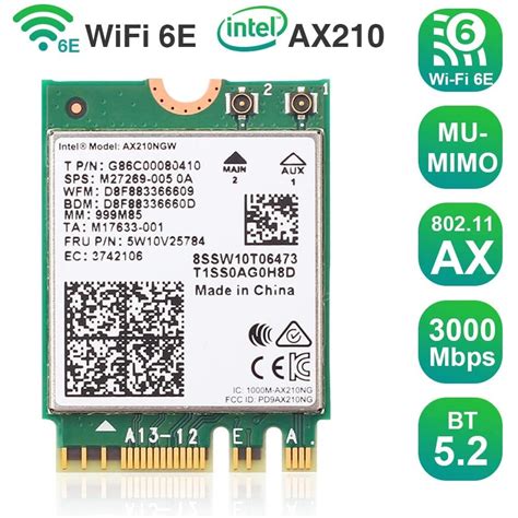 Placa De Retea OSGEAR Intel Dual Band Wireless AX210ngw Cu VPro Intel WiFi 6E AX210 2230 2x2