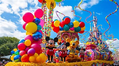 Mickey Mouse Float At The Disneyland World Parade Premium Ai Generated Image